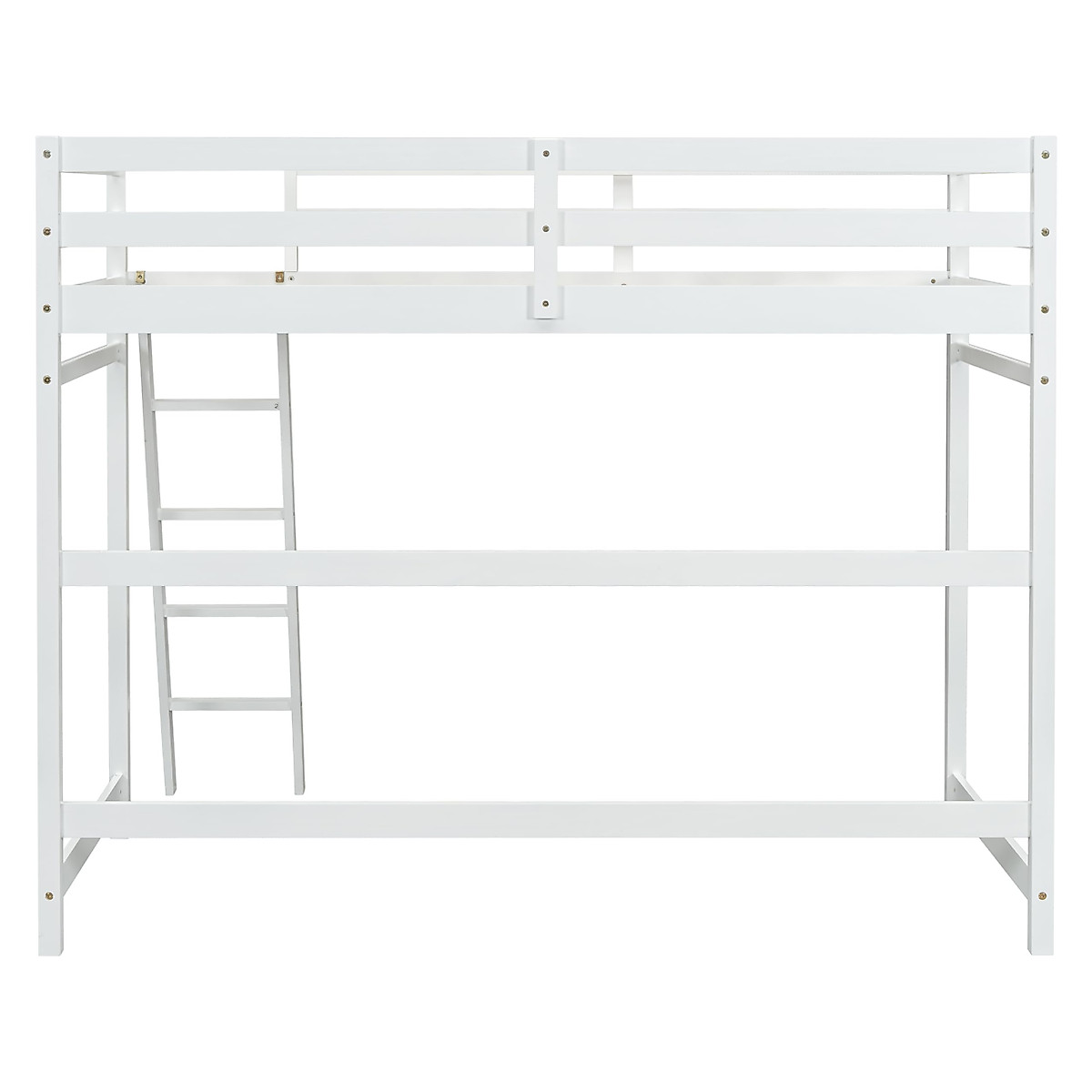 Harper & Bright Designs Twin Size Loft Bed Frame,Wooden Kids Loft Bed with Inclined Ladder & Full-Length Guardrail, High Loft Bed for Teens Girls Boys, Space-Saving, White