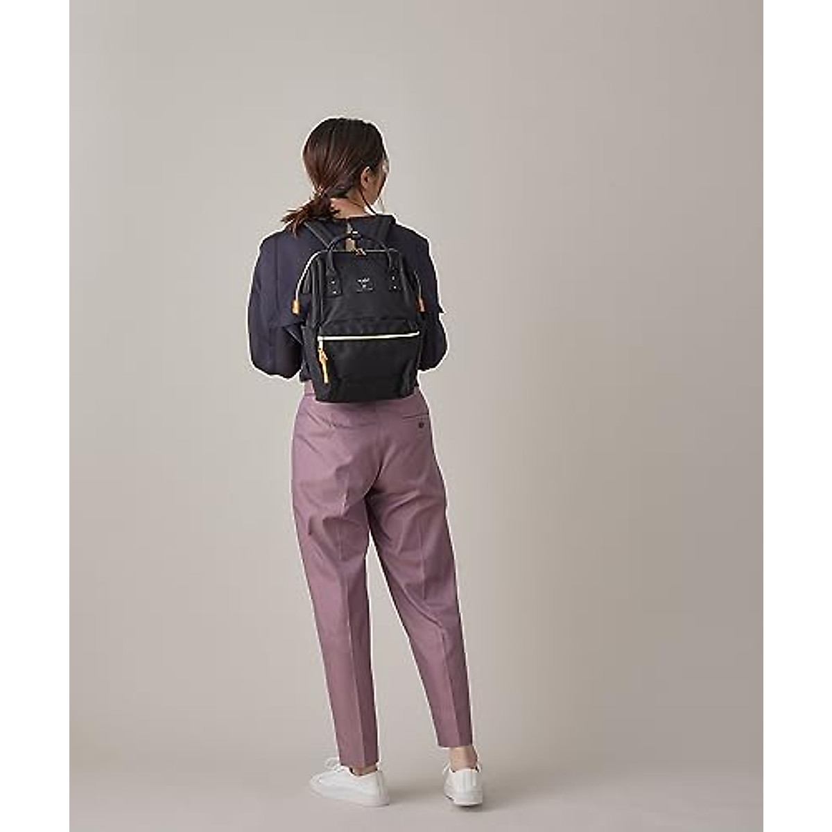 anello(アネロ) Anero ATB0197Z Backpack with Clasp, S, A4 Base, Water Repellent, Multiple Storage, PC Storage, Black