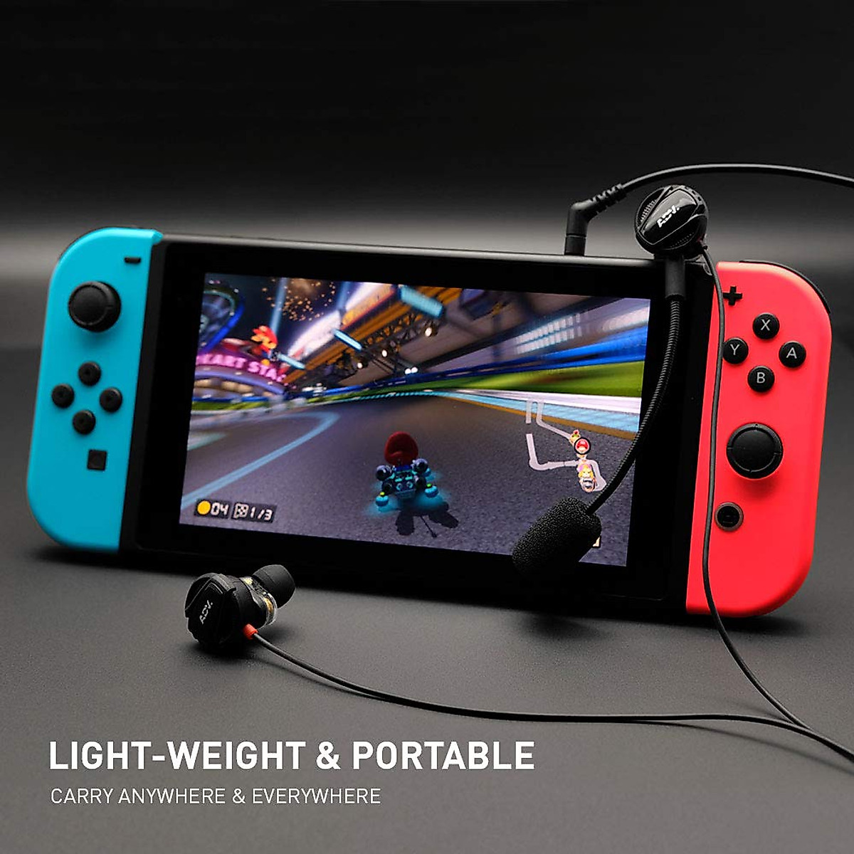 ADV. NSMO JR 2-Driver Gaming Earbuds Headset with Dual Mic [Detachable & Built-in] and Volume Control for Mobile Gaming, Nintendo Switch, Xbox One, PS4, Pro, PC