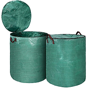Kingdder 2 Pack 72 Gallon Reusable Yard Waste Bags with Lid and Handle Collapsible Extra Large Lawn Bag Holder Heavy Duty Leaf Bins Garden Container for Garbage Outdoor Clean Up Debris Leaves Grass