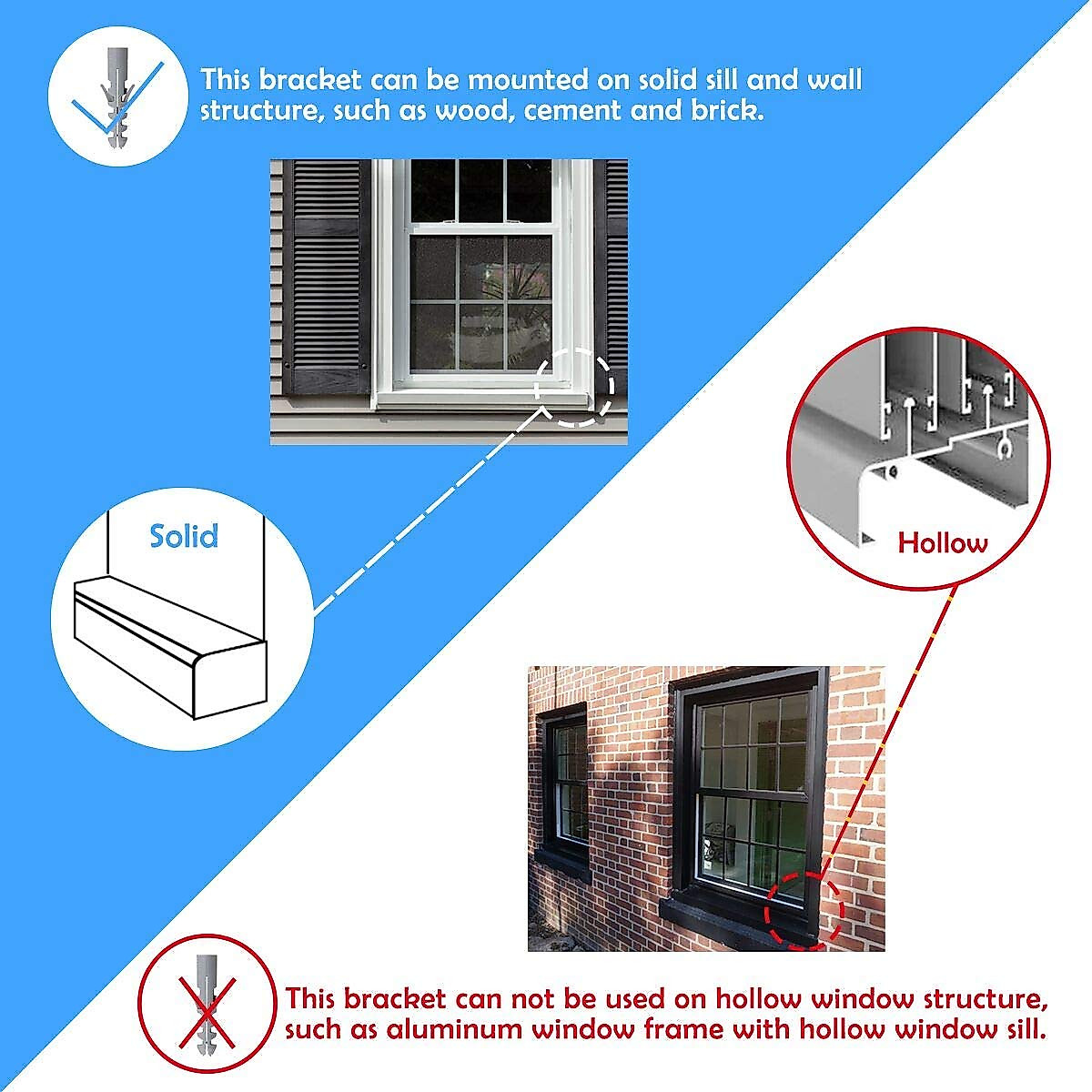 Air Jade Window Air Conditioner Bracket, Up to 85 lbs, Designed to Fit 5,000 to 12,000 BTU Sized Small Unit, Light Duty Universal AC Support Brackets (S)