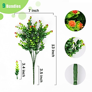Edvision 9 Bundles Artificial Flowers, Outdoor UV Resistant Fake Flowers No Fade Artificial Plants for Indoor Outside Hanging Planter Window Box Garden Porch Patio Yard Home Wedding Decor (Orange)