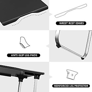 Laptop Bed Table, AboveTEK 25.6"x 19.29" Large Foldable Laptop Desk for Bed w/ Storage Drawer, Phone Holder, Book Tablet Stand, Cup Holder - Heavy Duty Lap Desk for Adults Bed & Sofa(Black)