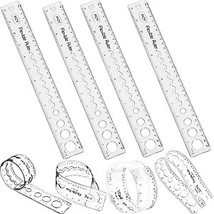 30CM/12inch Unbreakable Clear Rulers Dual Scale Bendable Flexible Rubber Rulers Transparent Shatterproof Straight Plastic Ruler,12 In Flexi Folding Rulers School,Classroom,or Office Kids/Adults(4PCS)