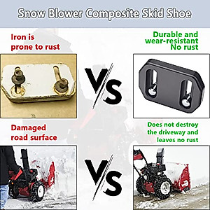 2 Pack Height Adjust Composite Skid Shoe Replaces 784-5580,784-5580-0637 for MTD 2-Stage Snow Thrower Models 1992 and After - with Bolts and Nuts