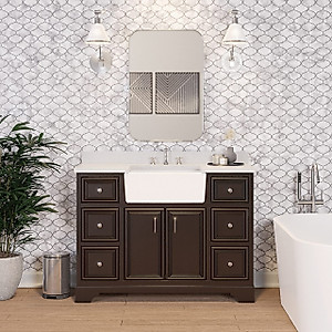 Kitchen Bath Collection Zelda 48-inch Farmhouse Vanity (Quartz/White): Includes White Cabinet with Stunning Quartz Countertop and White Ceramic Farmhouse Apron Sink