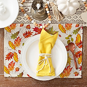 GEEORY Fall Placemats, 12x18 Inch Set of 4 Maple Leaves Hollow Out Table Decor for Kitchen Dining, Indoor & Outdoor Dinner Party (Orange) GP092-18