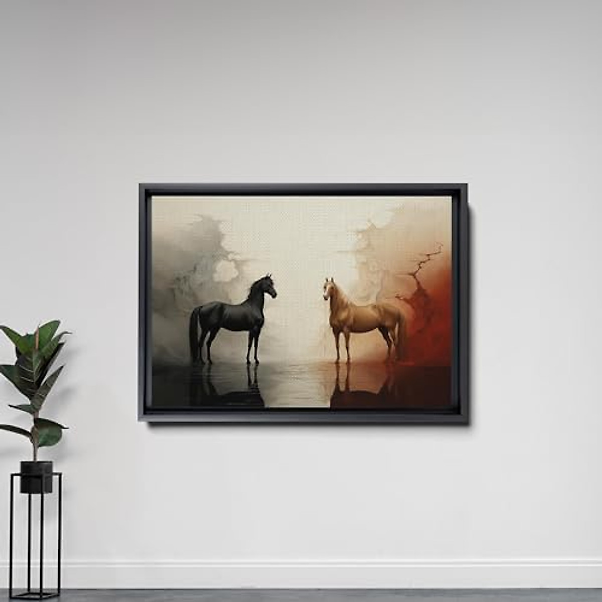 Majestic Black Stallion Galloping In The Clouds, Black Horse On Salt Flats, Canvas Print, Black Horse Print, Black Horse Wall Art