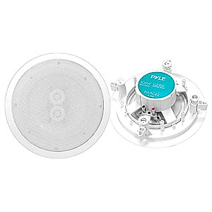 Pyle 6.5 Inch 300W Dual Channel 8 Ohm Home Audio in Ceiling Marine Grade Waterproof Speaker with 60Hz to 22kHz Frequency Response (2 Pack)