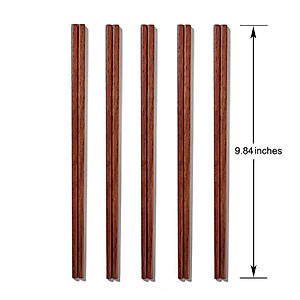 Wooden Chopsticks, Donxote 9.84 Inch Reusable Natural Healthy Chopsticks, Asian Classic Style for Dining Room, Kitchen, Japanese Noodles, Korea Gourmet, Set of 10 Pairs
