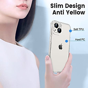 Maxdara [3 in 1 for iPhone 14 Clear Case, iPhone 14 Case with Tempered Glass Screen Protector and Camera Lens Protector Drop Protection Case for iPhone 14 6.1 Inch(Clear+Clear)