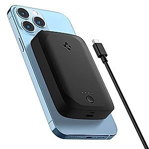 Spigen ArcHybrid Mag (MagFit) for MagSafe Battery Pack, 5000mAh Magnetic Charging Power Bank, Fast Wireless Charge Portable Charger for iPhone 14 13 12 Plus Pro Max Mini [USB C Cable Included]