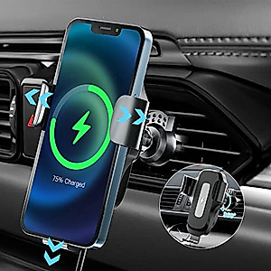 [2023 Upgraded] Wireless Car Charger, 15W Fast Charging Phone Mount for Car Vent, Auto-Clamping Car Phone Holder for iPhone 14/13/12/11/Xs/X/8 Samsung Galaxy S23/S22/S21/S20 & Note Series