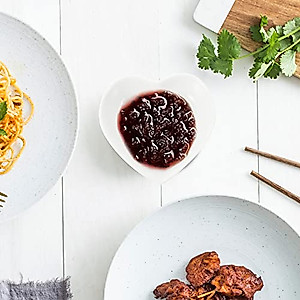 Anneome 6pcs Chip Shaped Decorative Multipurpose Bowl Nuts Japanese Heart Condiment Droies Sushi White Tray Appetizer Porcelain Sauces Ceramic Cookie Dip Wedding Holder Decoration