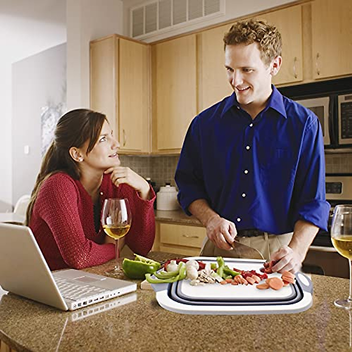 Acelane Collapsible Cutting Board, Foldable Chopping Board with Colander, Multifunctional Vegetable Washing Basket Silicone Dish Tub Storage Basin, for Home Sink Camping Hiking BBQ Picnic RV Travel