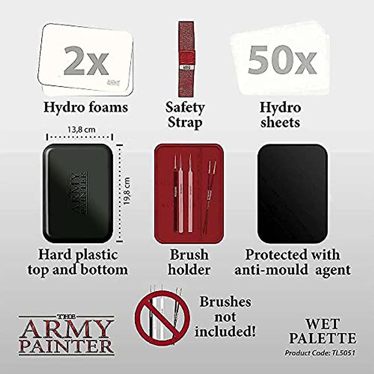 The Army Painter Wargamers Mega Paint Set Bundle with Wet Palette - Miniature Painting Kit with 100 Rustproof Mixing Balls Model Paint Set with 60 Nontoxic Acrylic Paints