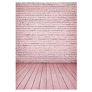 Allenjoy Pink Brick Wall with Wood Floor Photography Backdrop 5x7ft Newborn Baby Girl Valentine's Photoshoot Kids Day 1st Birthday Cake Smash Background Portrait Photo Studio Booth Props