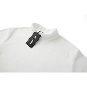 jonivey Mens Basic Turtleneck Long Sleeve Lightweight Soft Casual Knit Fitted Thermal T-Shirt Pullover Tops (03White,S)