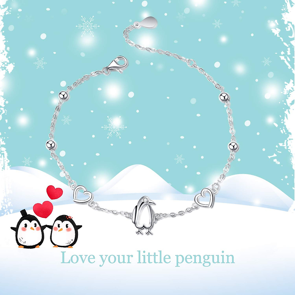 Angel caller Penguin Bracelets for Women Sterling Silver Adjustable Chain Bracelet Jewelry Gifts