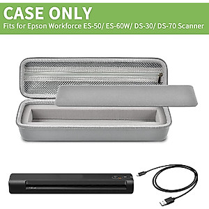 ALKOO Case Compatible with Epson Workforce ES-50/ ES-60W/ ES-55R/ ES-65WR/ DS-30/ DS-70/ DS-80W Portable Sheet-Fed Document Scanner, Storage for Epson Scanner for PC and Mac- Grey (Box Only)