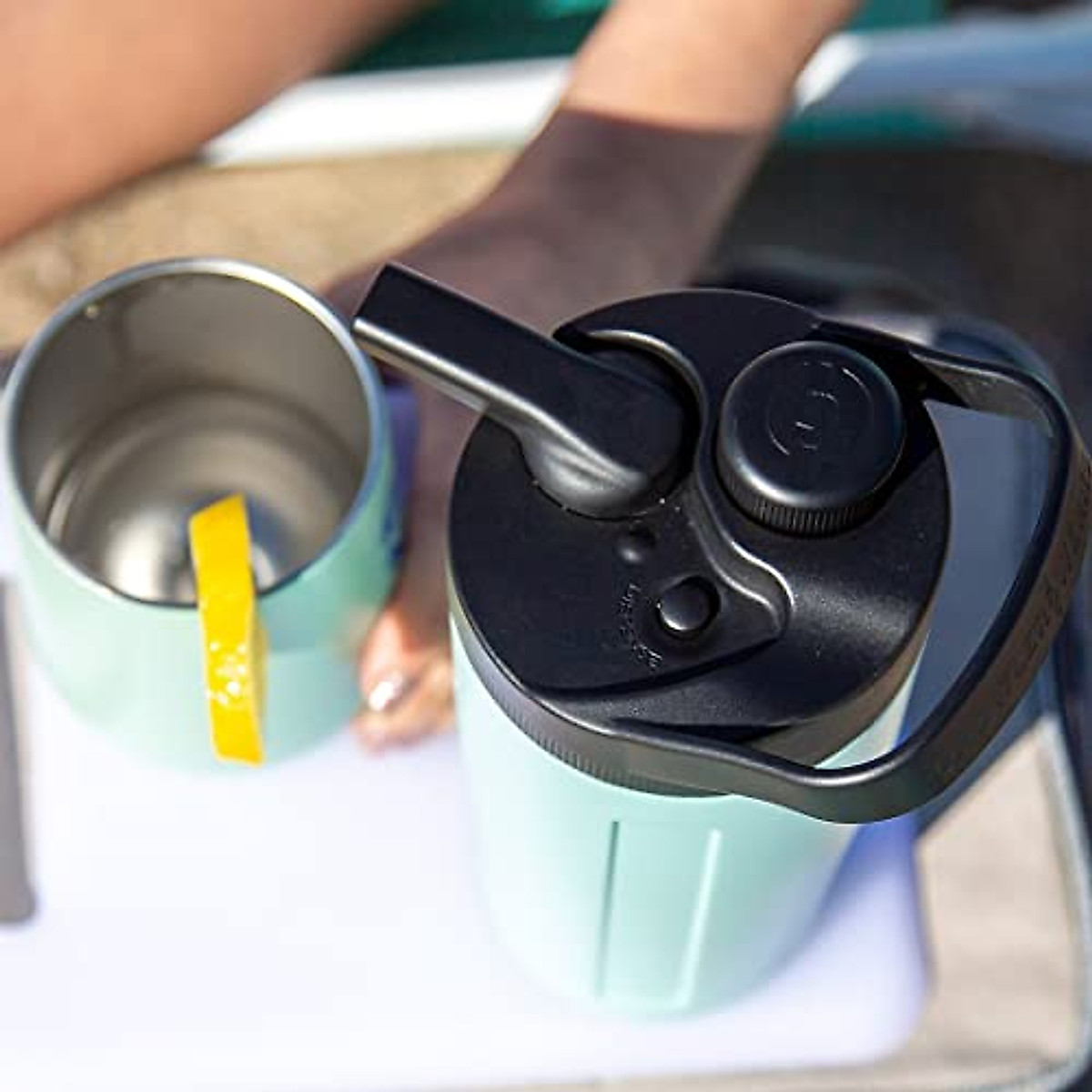 GrowlerWerks uKeg Twist Seltzer Maker & Dispenser – Portable Patented Carbonation System - Vacuum Insulation for Beverages – Includes Carry Handle- Soda Maker for Sparkling Water (Tungsten, 36 oz)