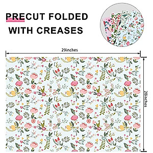 PlandRichW Floral Wrapping Paper Folded Sheets for Women Girls Baby, 12 Sheets Recycled Gift Wrapping Paper for Wedding, Birthday, Mother's Day, Party, Baby Shower, Precut 20" X 29"