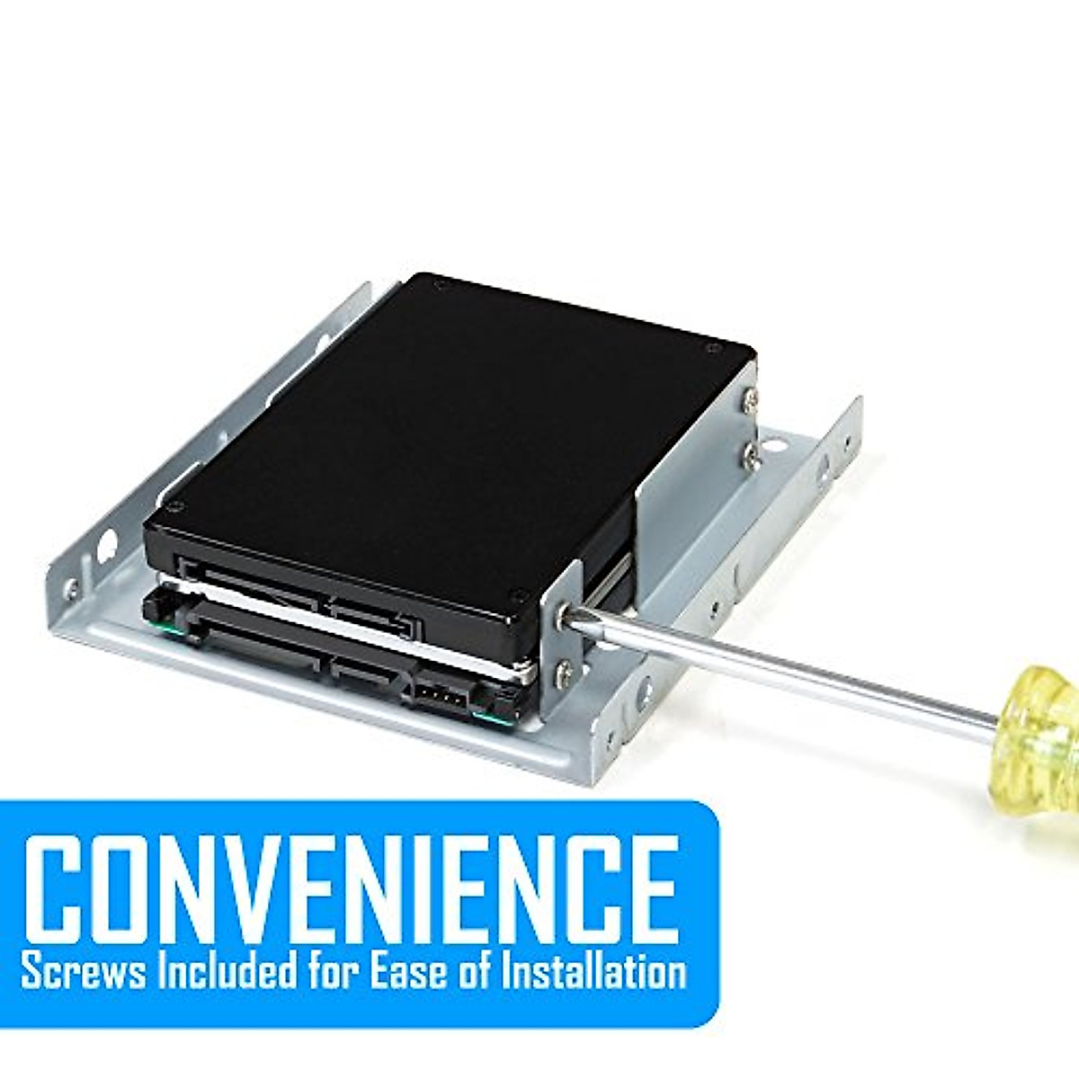 Kingwin SSD Hard Drive Mounting Kit Internal, Convert Any 2 x 2.5” Solid State Drive/HDD Into a 3.5 Inch Drive Bay. Mounting Screws Included, Quick and Easy Installation [HDM-225]