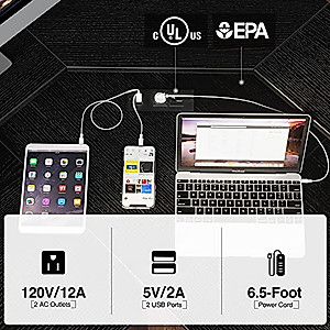 Rolanstar Computer Desk L Shaped, Gaming Desk with Power Outlet, 54” Reversible Desk with Monitor Stand and Keyboard Tray, Home Office Desk with Hook, Black