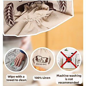 FEXIA 2 Pack Bread Bags for Homemade Bread Sourdough Organic Linen Sourdough Bread Bags 17" x 13" XL Reusable Linen Bread Bags Sourdough Bread Baking Supplies Bread Storage Housewarming Gift