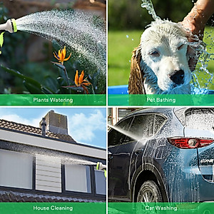 VIVOGROW Metal Garden Hose 50ft, Stainless Steel Water Hose with Brass Fittings & 10-Function Nozzle, Tangle Free & Crush Proof, Flexible Bionic Hose for Garden Watering, Pet Bathing, Car Washing