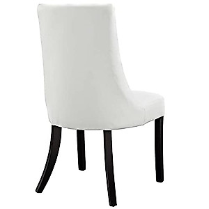 Modway Noblesse Modern Tufted Vegan Leather Upholstered Kitchen and Dining Room Chair in White