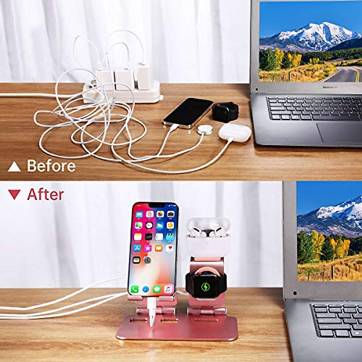 Fingic for 3 in 1 Charging Station for Samsung Galaxy S24 Ultra/S24+Plus/S24/Watch 7/6/5/4/3,AirPod Pro,Charge Stand with iPhone 15 Pro Max/15 Pro/Plus/15/14/14 Pro Max/14 Pro/14 Plus/iPhone 13/12