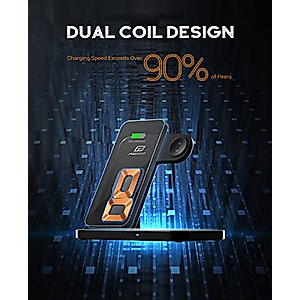 Wireless Charger, PAUCHY 3 In 1 Fast Wireless Charging Station, Qi Wireless Charger for iPhone 13/12/11/Pro/XS/XR, Foldable Wireless Charging Stand Compatible with iWatch 6/SE/5/4/3/2, Airpods 3/2/Pro