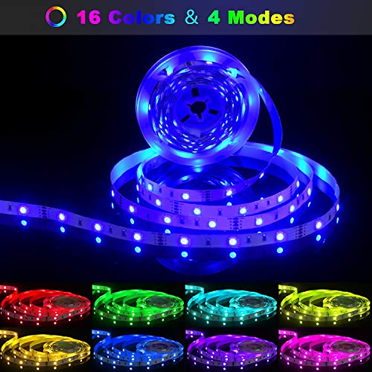 LED Strip Lights 16.4FT,RGB Strip Lights with Color Changing&LED Lights for TV 65-75in,14.3ft USB TV Led Backlight with Music Sync,RGB Led Strip Lights with Bluetooth Remote,Room Led Lights for Bedro