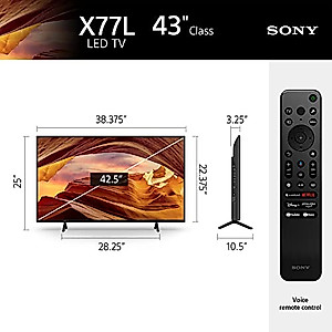 Sony 43 Inch 4K Ultra HD TV X77L Series: LED Smart Google TV KD43X77L- 2023 Model, Black