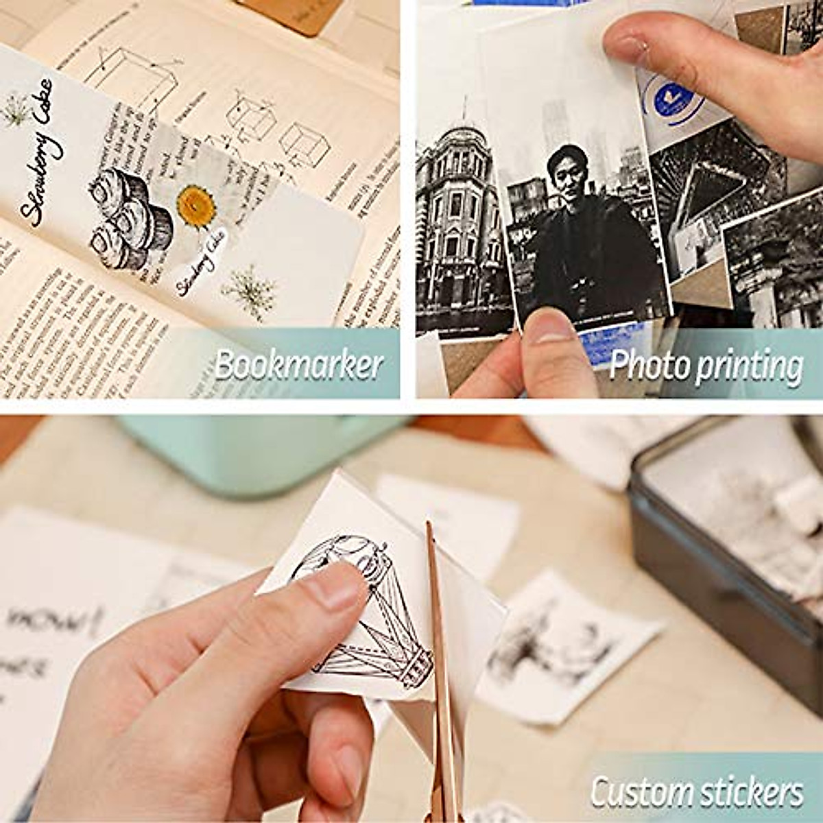 Phomemo M02 Wireless Sticker Printer, Portable Bluetooth Photo Printer Pocket Thermal Sticker Maker Mobile Printer, Compatible with iOS and Android, for Print Photo, Journal, Fun, Black and White