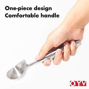 OYV Stainless Steel Ice Cream Scoop, Ergonomically Designed Handle for Comfort, Heavy Duty Ice Cream Scooper, One-Piece Design Ice Cream Scoops, Dishwasher Safe.
