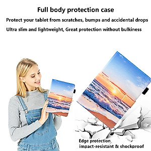 UUcovers for Apple iPad 9th/8th/7th Generation Case 10.2 inch (2021/2020/2019) with Pencil Holder Pockets [Auto Wake/Sleep] PU Leather Smart Folio Stand Wallet TPU Shockproof Cover, Beach Sunrise