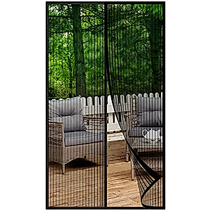METAONLY Magnetic Screen Door Fits Door Size 32" x 80", Actual Screen Size 34" x 81", Screen Door Mesh,Door Screen Magnetic Closure for Patio Door Enjoy Air Fresh-Black
