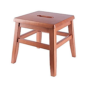 Winsome Kaya 2-Piece Conductor Stool Set, 12H in, Solid Wood, Teak Finish