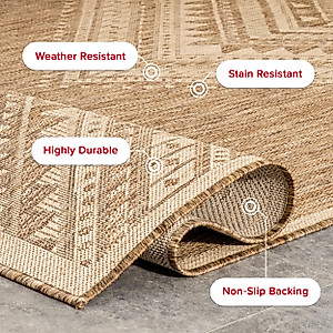 nuLOOM 4' x 6' Outdoor Performance Area Rug, Stain Resistant, Weather Resistant, High Traffic, Patio, Balcony, Outside, Landry Brown