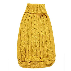 Small Dog Sweaters Knitted Pet Cat Sweater Warm Dog Sweatshirt Dog Winter Clothes Kitten Puppy Sweater (X-Small,Yellow)