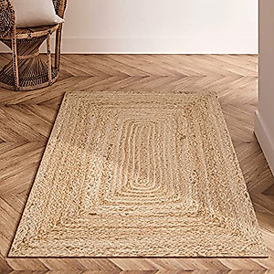 Jute Braid Natural Rug 2X3' Cedar Wood Colour, Hand Woven & Reversible for Living Room Kitchen Entryway Rug,Jute Burlap Braided Rag Rug 24x36 inch,Farmhouse Rag Rug, Rustic Rug,Natural Look Rug
