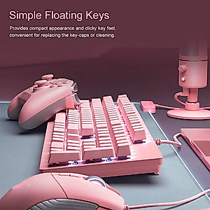 Mechanical Gaming Keyboard RGB LED Backlit Wired Keyboard with Switches for Windows Gaming PC (104Keys, pink)