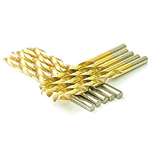 DRILLFORCE HSS Jobber Length 10 PCS,7/32" x 3-3/4"Titanium Coated Twist Drill Bits, Metal Drill, Ideal for Drilling on mild Steel, Copper, Aluminum, Zinc Alloy etc. Pack in Plastic Bag (7/32)