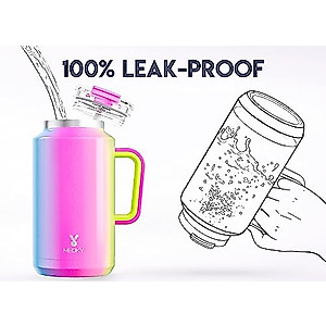 Meoky 50 oz Tumbler with Handle, Stainless Steel Vacuum Insulated Tumbler with Lid and Straw, Keeps Cold for 36 Hours, 100% Leak-proof, BPA-Free (Carnival)