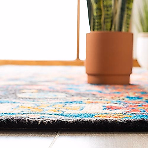 SAFAVIEH Aspen Collection Accent Rug - 3' x 5', Charcoal & Blue, Handmade Boho Wool, Ideal for High Traffic Areas in Entryway, Living Room, Bedroom (APN521H)