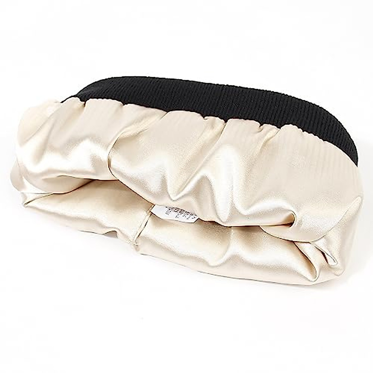 Unisex Satin Lined Winter Beanie for Women Men Silky Lining Slouchy Skull Cap Knitted Cuffed Skiing Knit Hat(Black & Dark Grey)