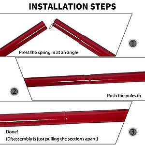 Sutekus Tent Pole Replacement Accessorie 2pc/Set Adjustable Tent Tarp Poles Steel Rods for Tent Tarp Awning, from 31.9" to 76.9" (Red)