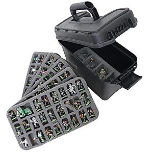 Case Club 123+ Miniature Figurine Hard Shell Carrying Case - Fits Warhammer 40k, DND, Battletech, Citadel & More! This Tabletop Army Travel & Storage Case Will Organize Your D&D and Warhammer 40k Set